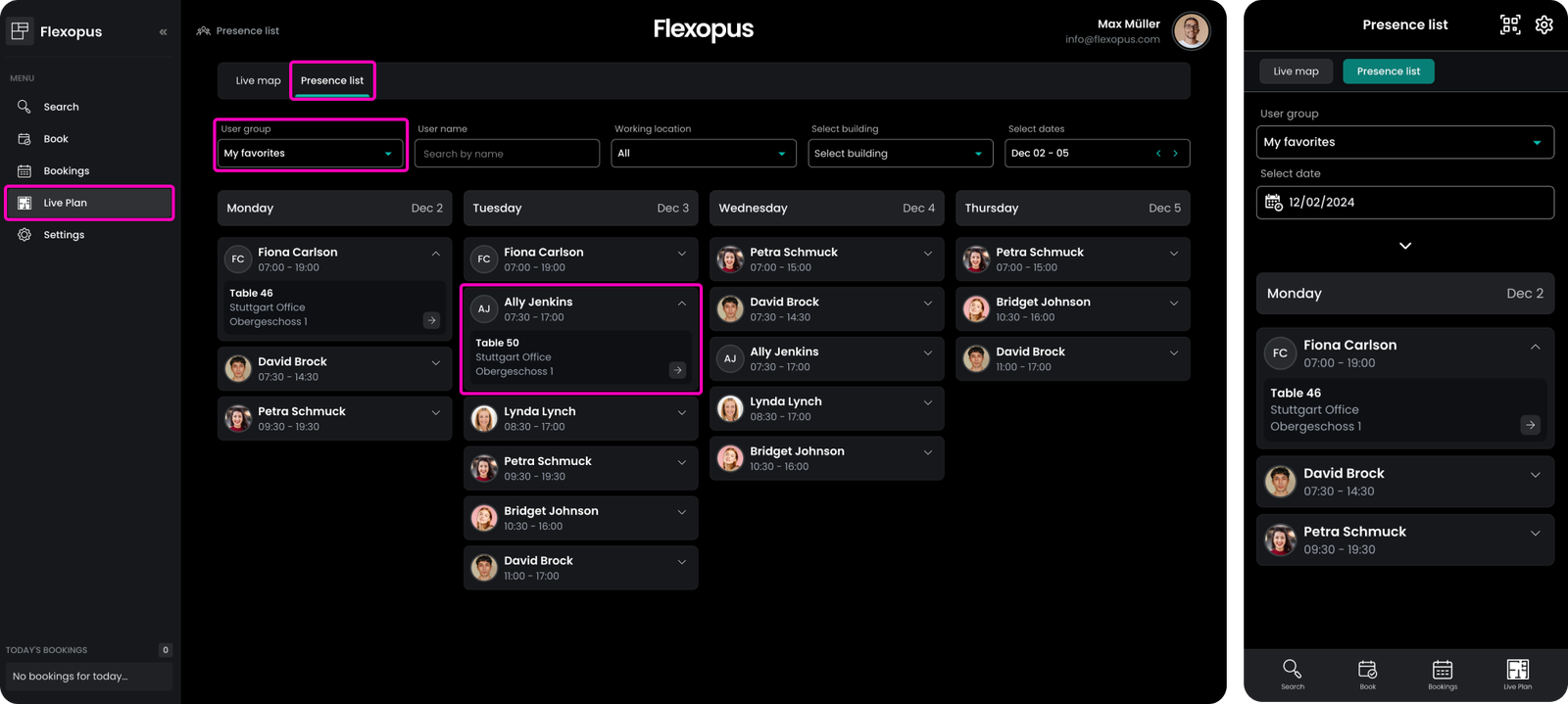 Presence list | Flexopus